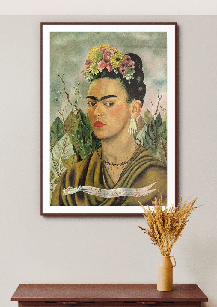 Frida Kahlo Art Exhibition Poster - Self-Portrait with Thorn Necklace ...